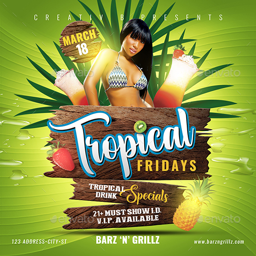 Tropical Party Flyer Templates By Creativb Graphicriver